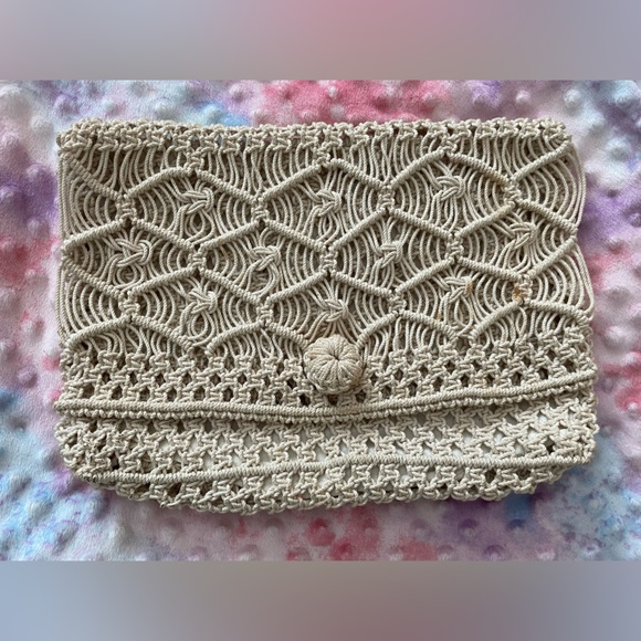 Hand Crafted | Bags | Macrame Clutch Boho Purse 1 X 8 Lined Sturdy ...